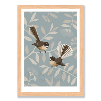 Fantail Pair / Pīwakawaka Art Print - Hansby Design