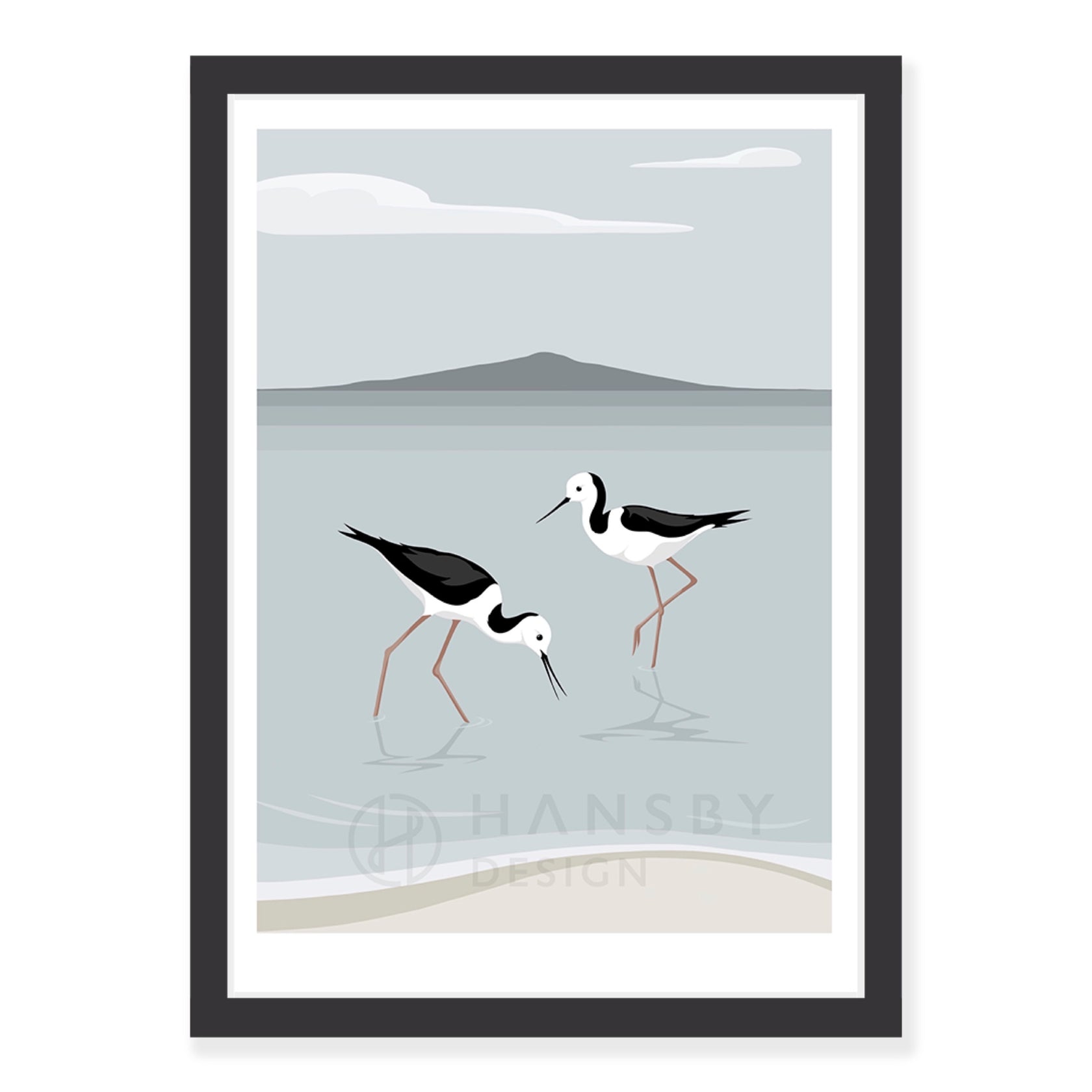 Rangitoto Pied Stilts Art Print – Hansby Design